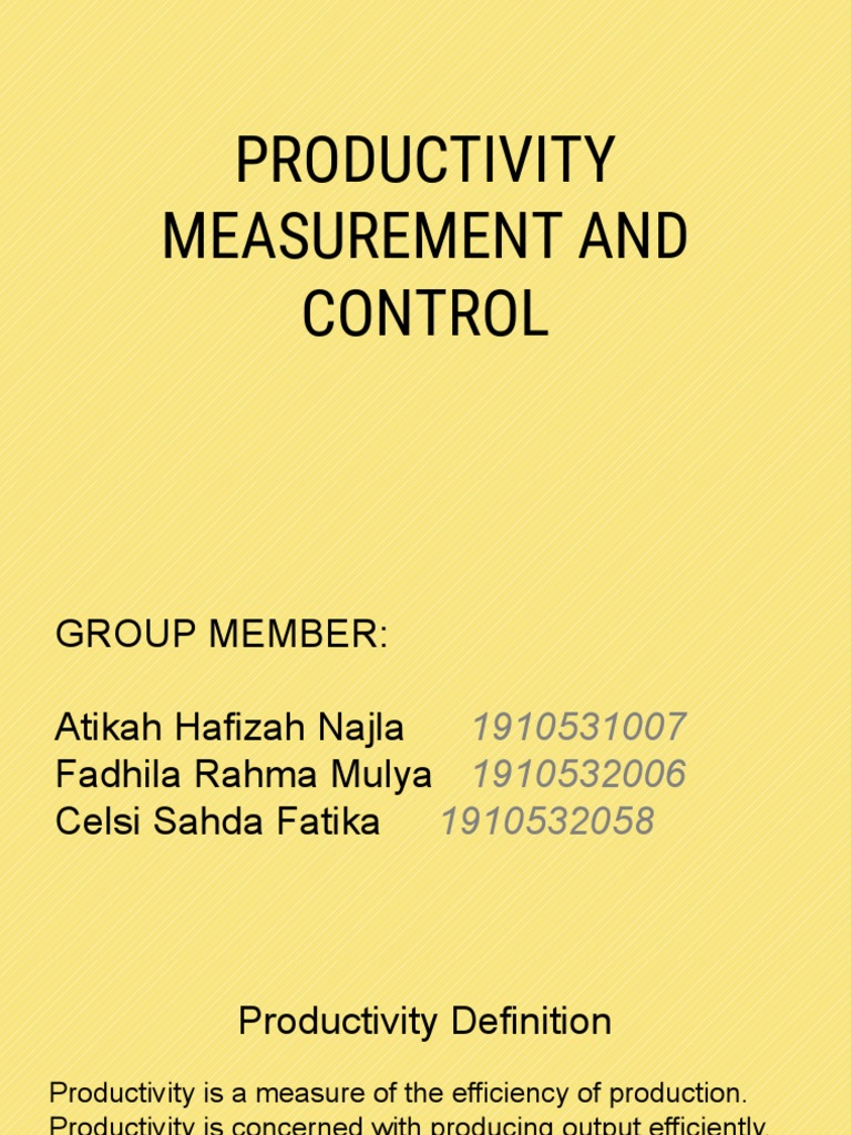 Productivity Measurement and Control - Group 8 | PDF | Efficiency ...