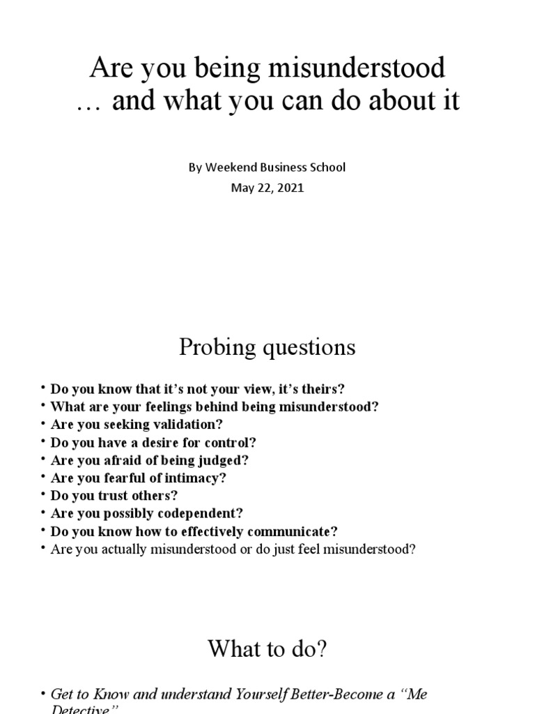 Are You Being Misunderstood | PDF