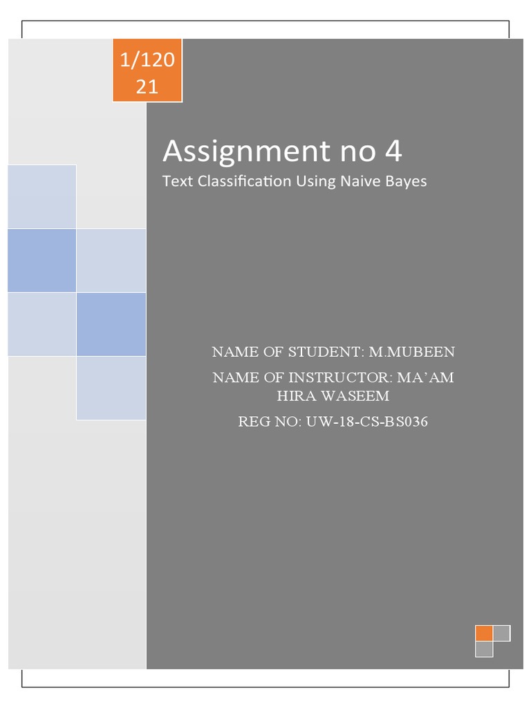 Assignment No 4: Text Classification Using Naive Bayes | PDF | Statistical Classification ...