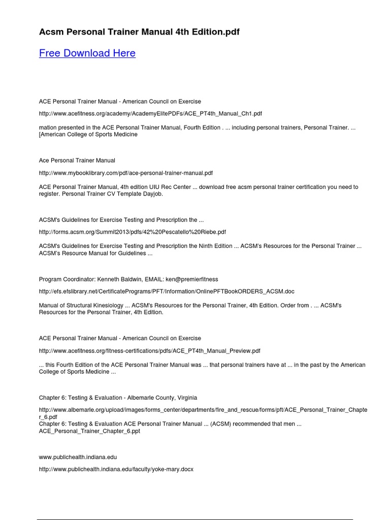 Free Download Here: Acsm Personal Trainer Manual 4th Edition PDF | PDF ...