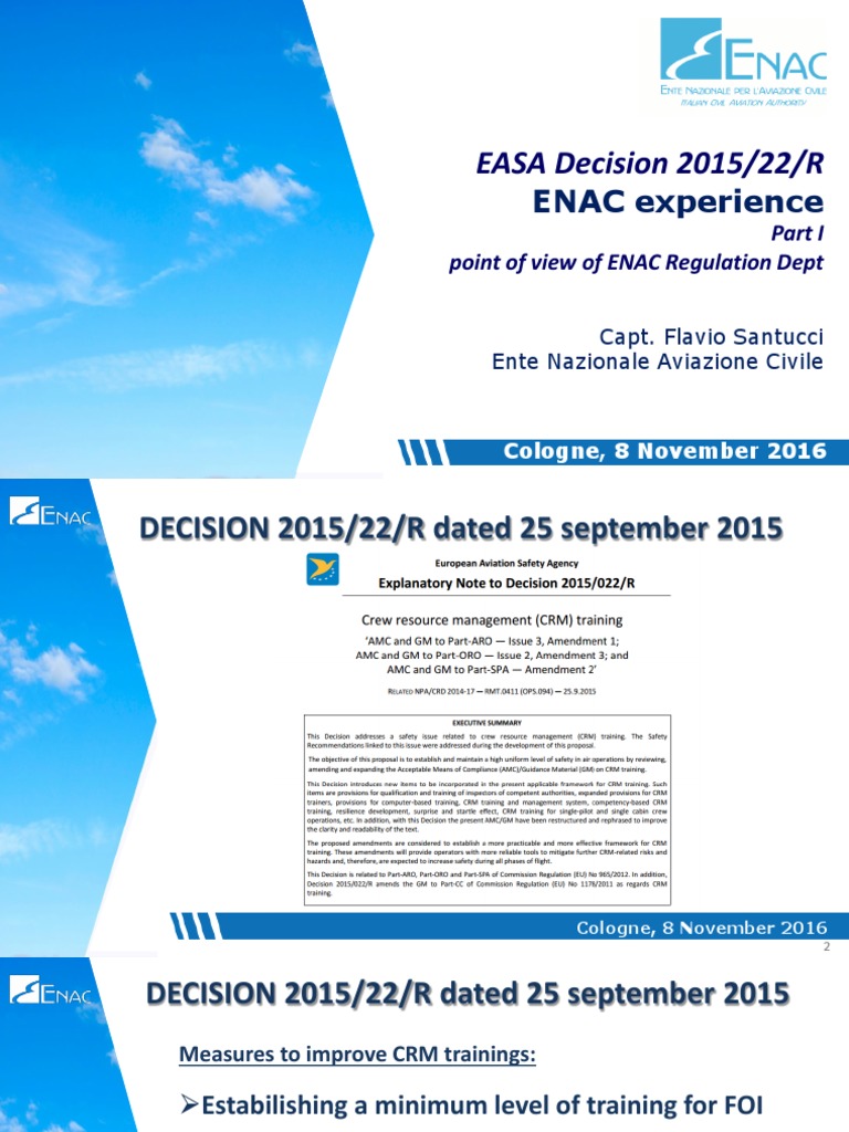 EASA Decision 2015/22/R: ENAC's CRM Training Insights | PDF | Business