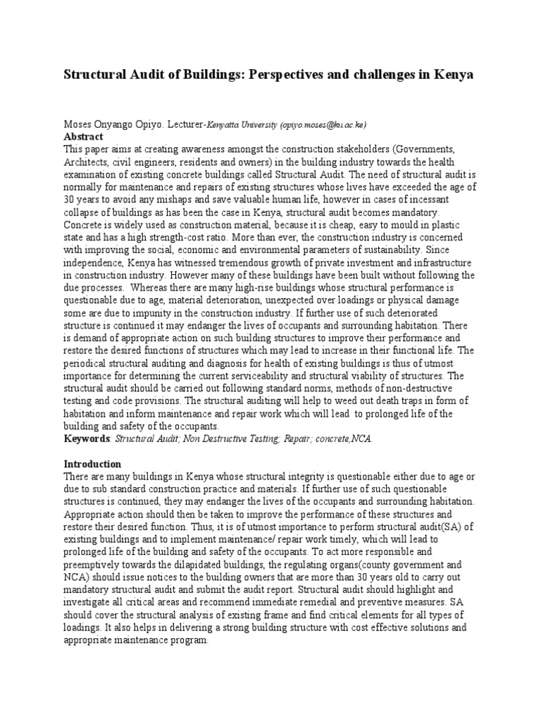 Structural Auditof Buildings | PDF | Concrete | Audit