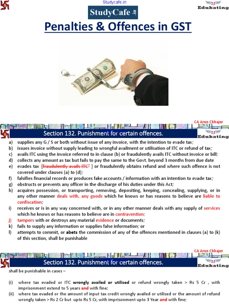 Penalties-Offences UNDER GST | PDF | Bail | Value Added Tax