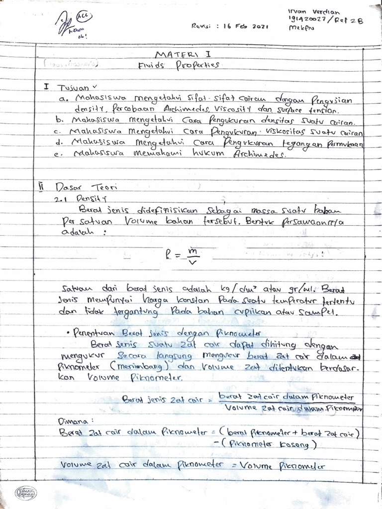 Irvan Verdian 191420027 REF2B (Laporan Praktikum MEKFLU) | PDF | Cooking, Food & Wine