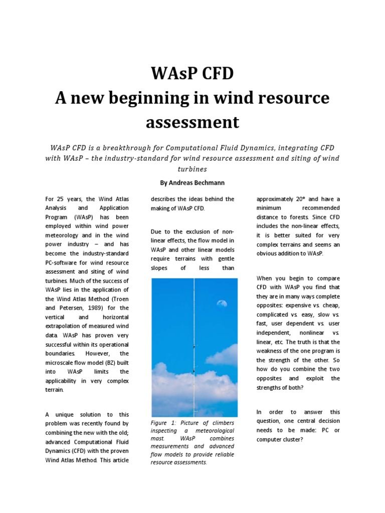 WAsP CFD A New Beginning in Wind Resource Assessment | PDF ...