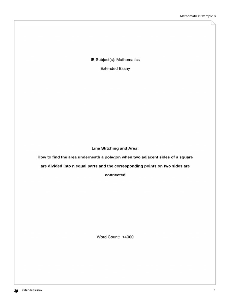 Mathematics: Example B: Extended Essay 1 | PDF
