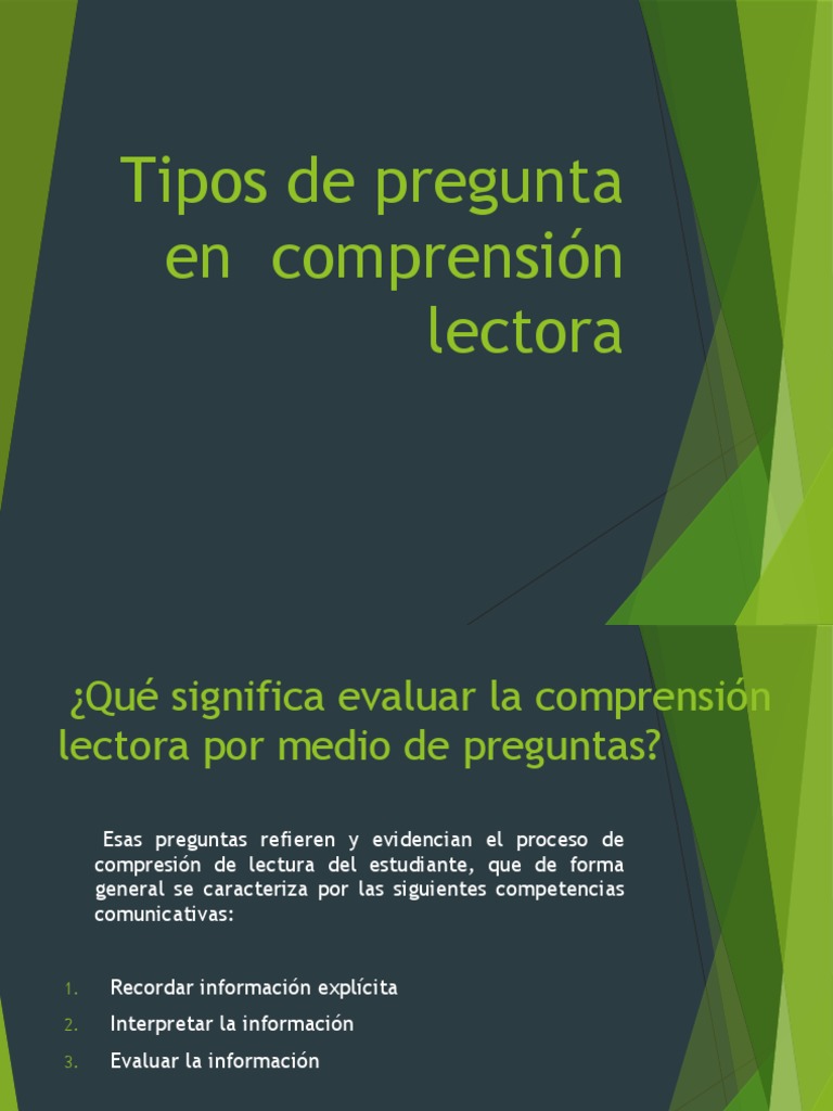 Tipos de Pregunta en La Comprensic3b3n Lectora | PDF | Inferencia | Justin Bieber