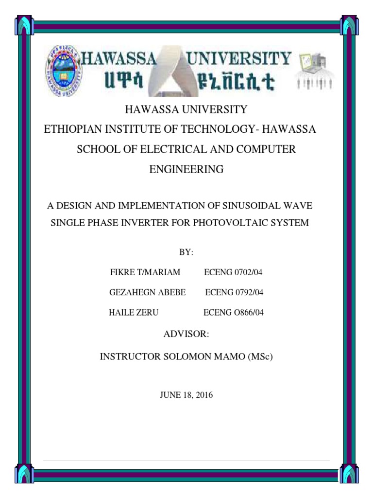 Hawassa University Ethiopian Institute of Technology-Hawassa School of ...
