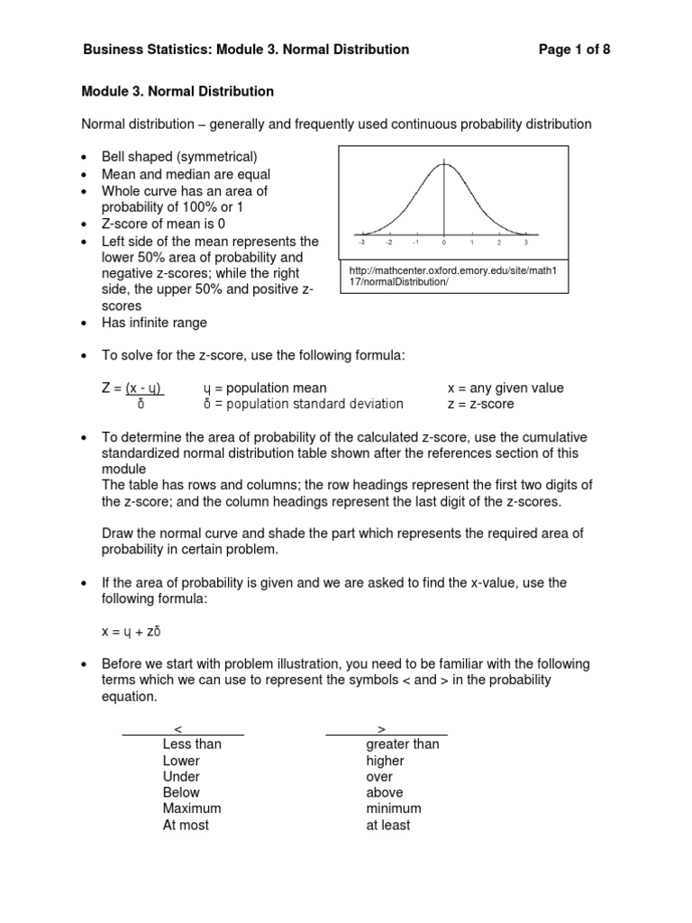 Statistics Module 3 | PDF | Standard Score | Normal Distribution