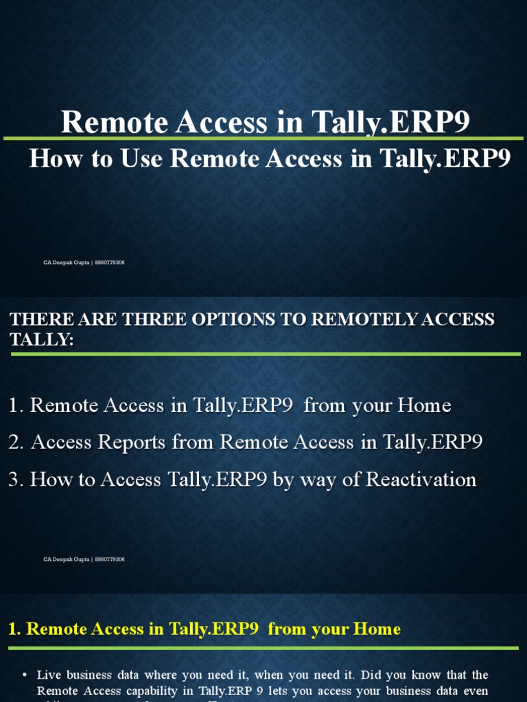 How To Use Remote Access in Tally - ERP9 | PDF | Online And Offline ...