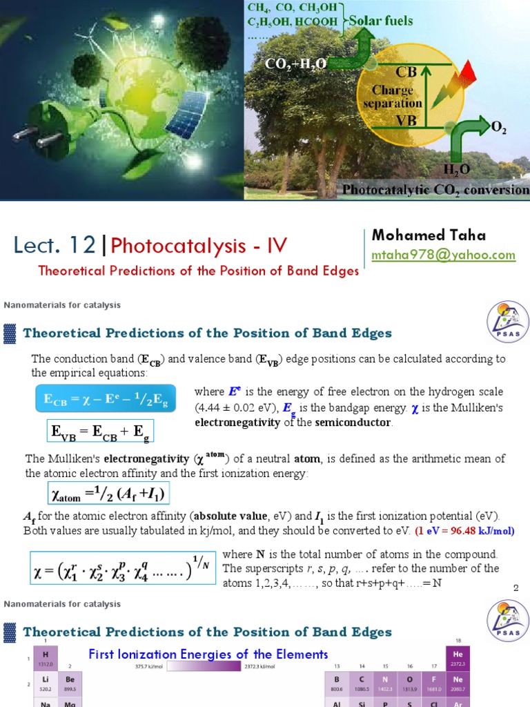 Photocatalysis - IV: Lect. 12 | PDF | Condensed Matter | Atomic Physics