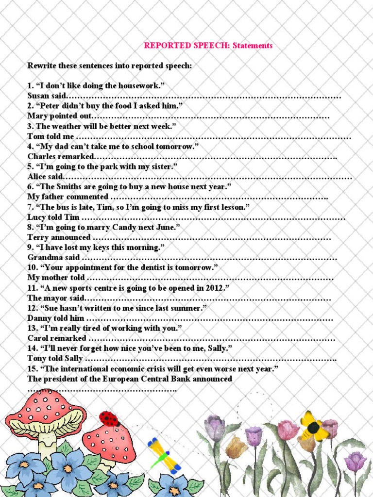 Reported Speech Statements | PDF