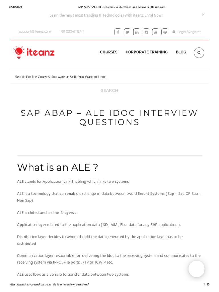 SAP ABAP ALE IDOC Interview Questions and Answers | PDF | Electronic Data Interchange | Computer ...