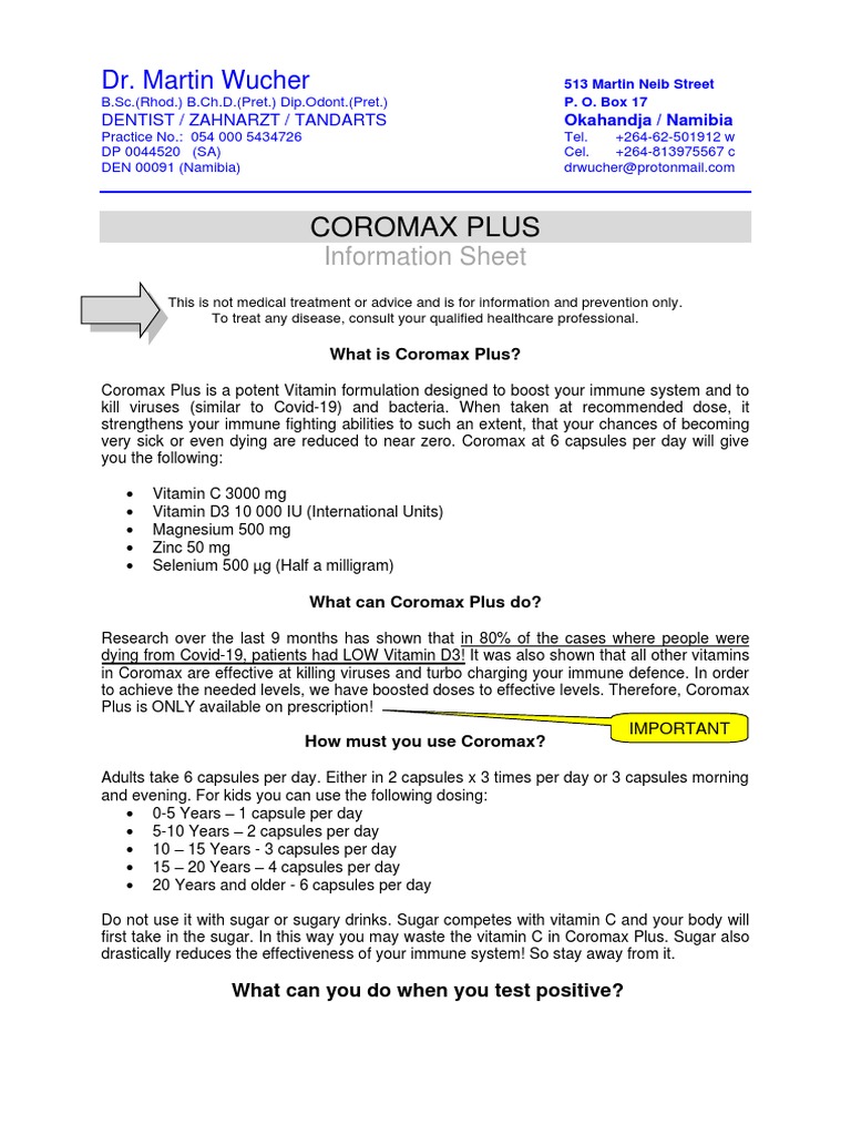 Coromax Virus Support | PDF | Dose (Biochemistry) | Chemistry