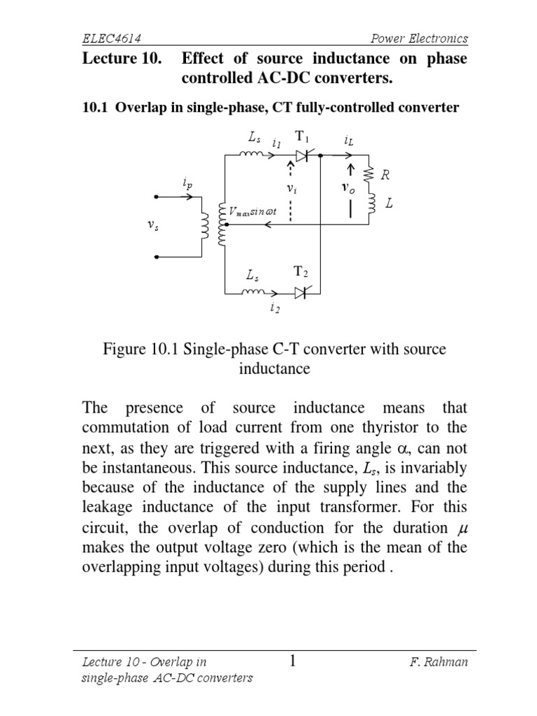 Lecture 10 - Overlap in 1-Phase Circuits | PDF | Power Electronics ...