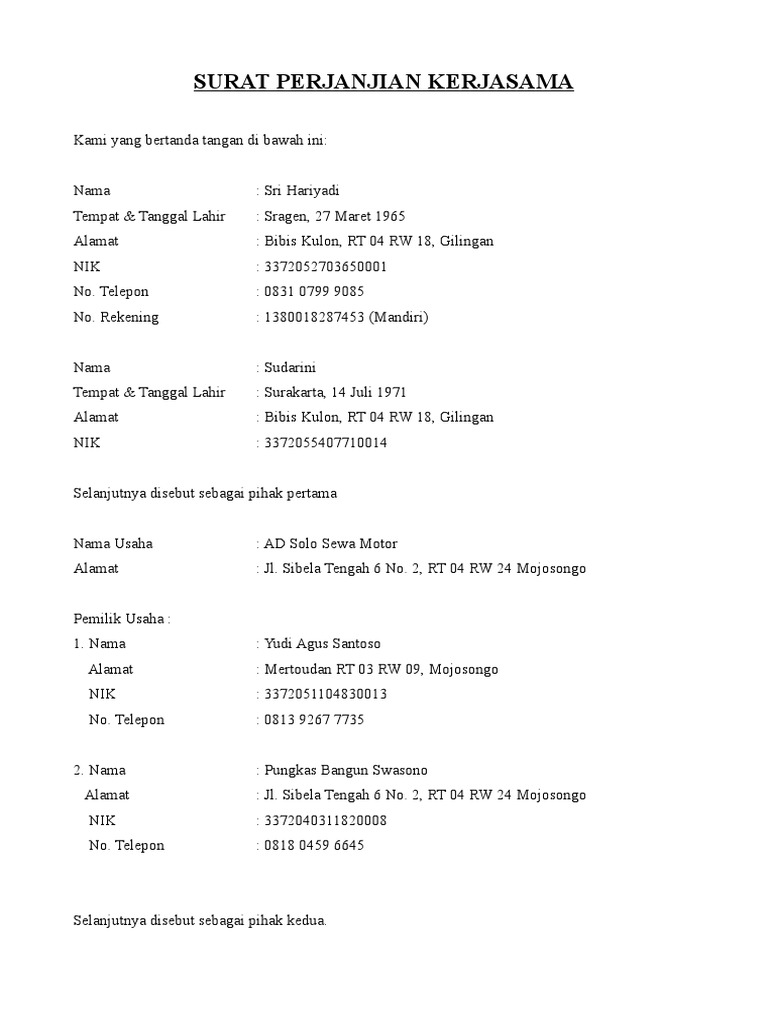 Perjanjian Investor Pdf