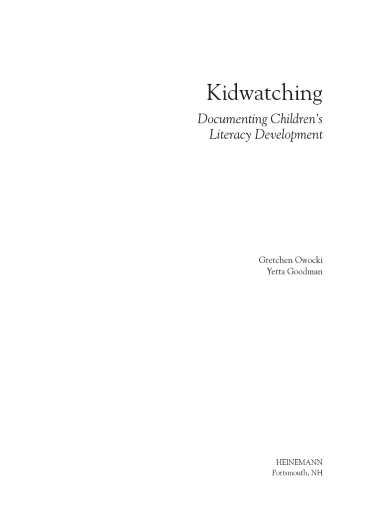 Kidwatching: Documenting Children's Literacy Development | PDF | Educational Assessment | Teachers