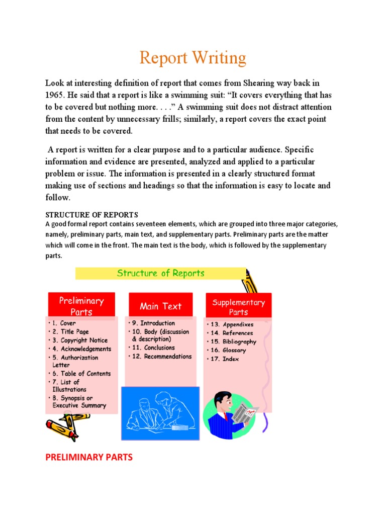 Report Writing: Preliminary Parts | PDF | Information | Communication
