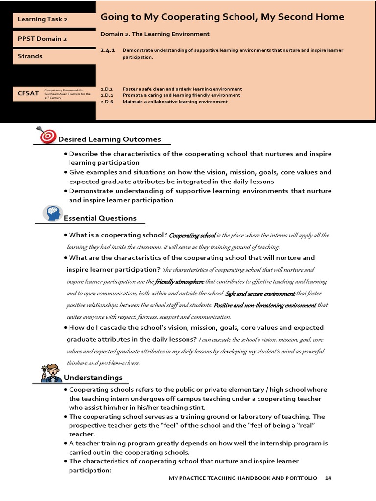 Teaching Internship Learning Task 2 Pdf Schools Teachers