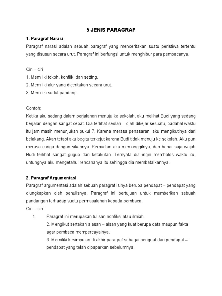 5 Jenis Paragraf dalam Penulisan | PDF