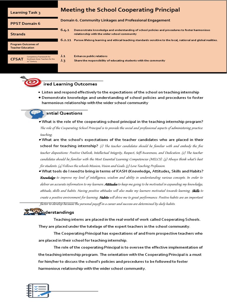 Teaching Intership Learning Task 3 | PDF | Teacher Education | Teachers