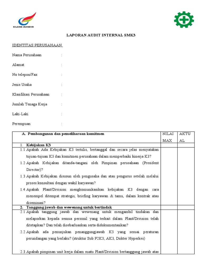 Formulir Hasil Audit Internal | PDF
