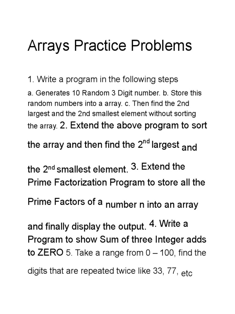 Day7 Prob01 Arrays Practice Problems | PDF