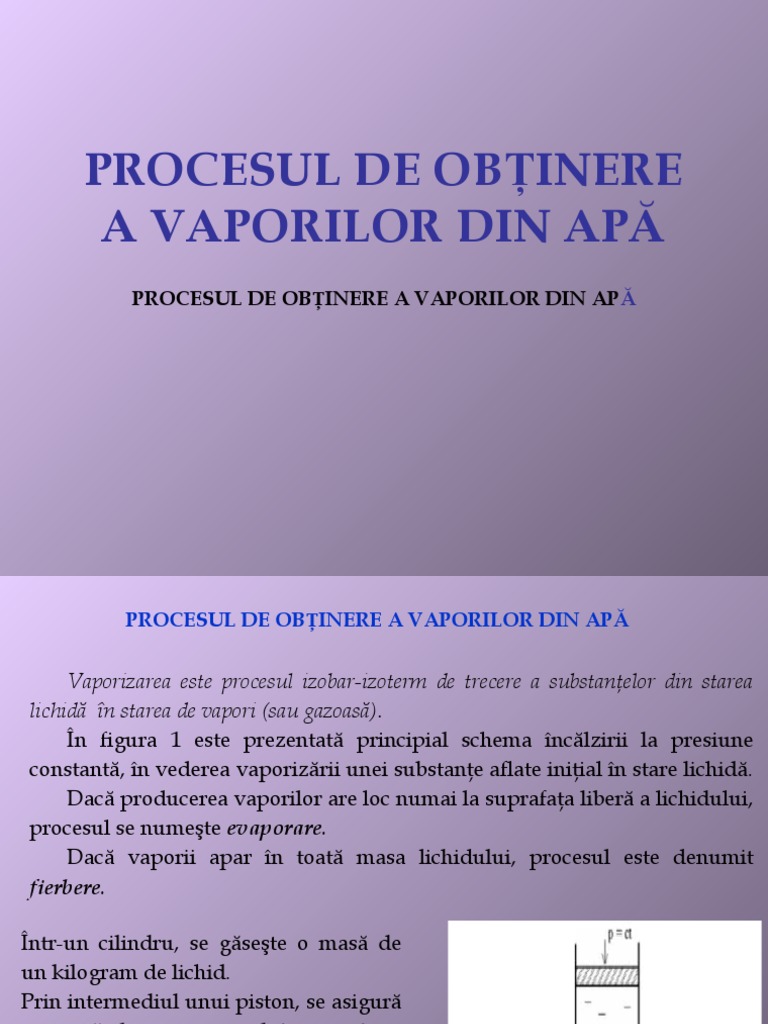 Procese Termodinamice - Obtinerea Vaporilor Din Apă | PDF