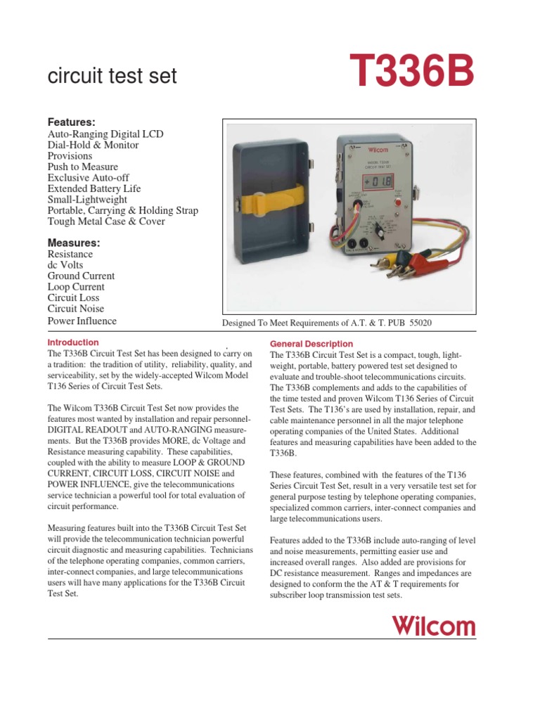 Circuit Test Set: Wilcom | PDF | Decibel | Electrical Network