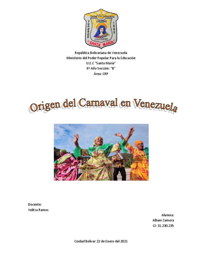 Origen y evolución del carnaval en Venezuela | PDF | Carnaval | Venezuela