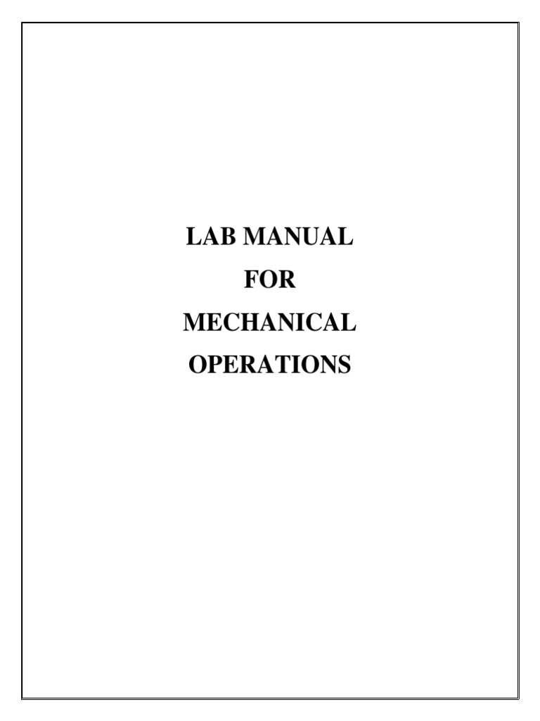 Lab Manual FOR Mechanical Operations | PDF | Metrology | Physical Sciences