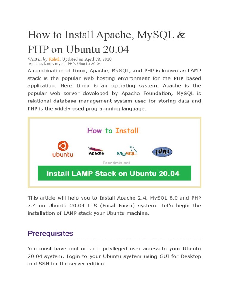 How To Install Apache, MySQL & PHP On Ubuntu | PDF | Php | Apache Http ...