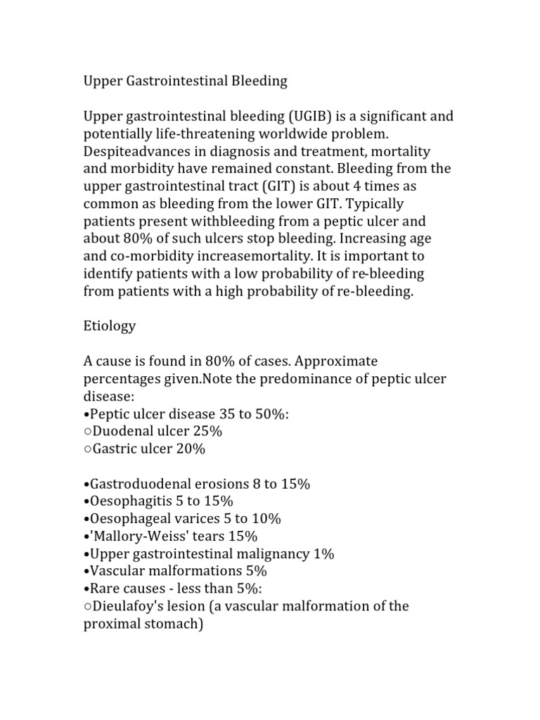 Upper GI Bleeding Pathophysiology | PDF | Gastrointestinal Tract ...