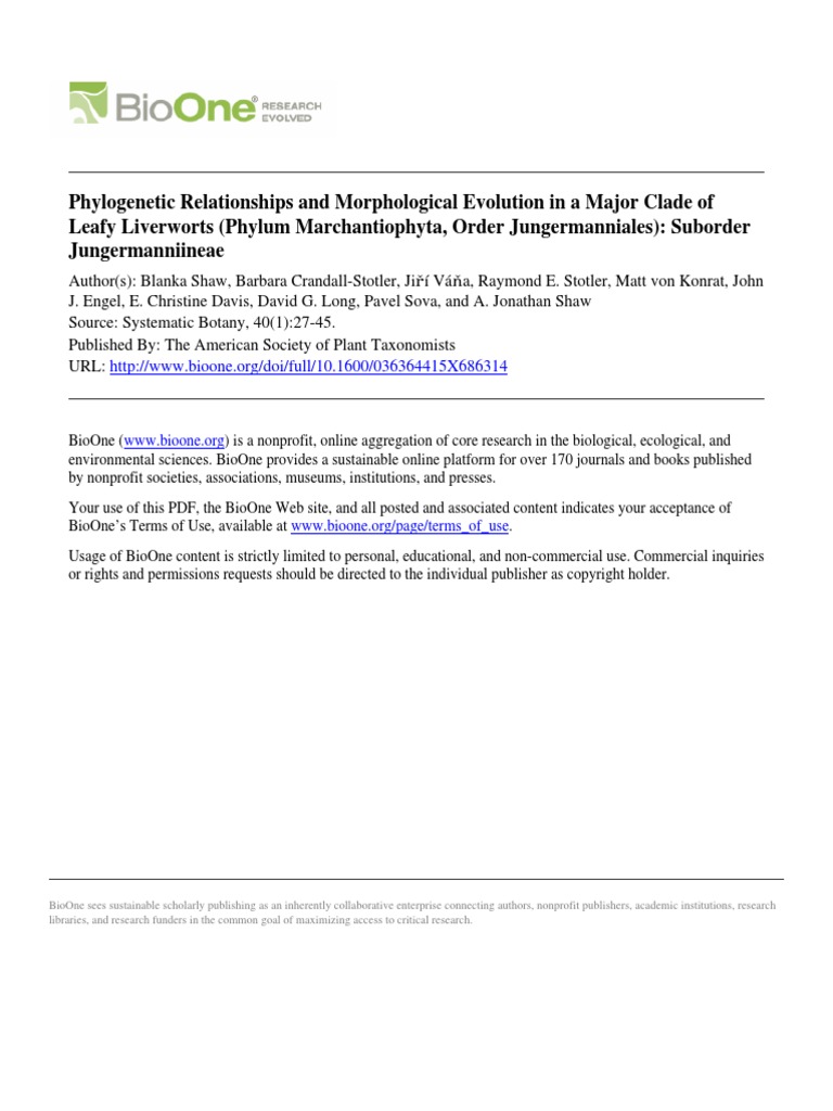 Phylogenetic Relationships and Morphological Evolution in A Major Clade ...