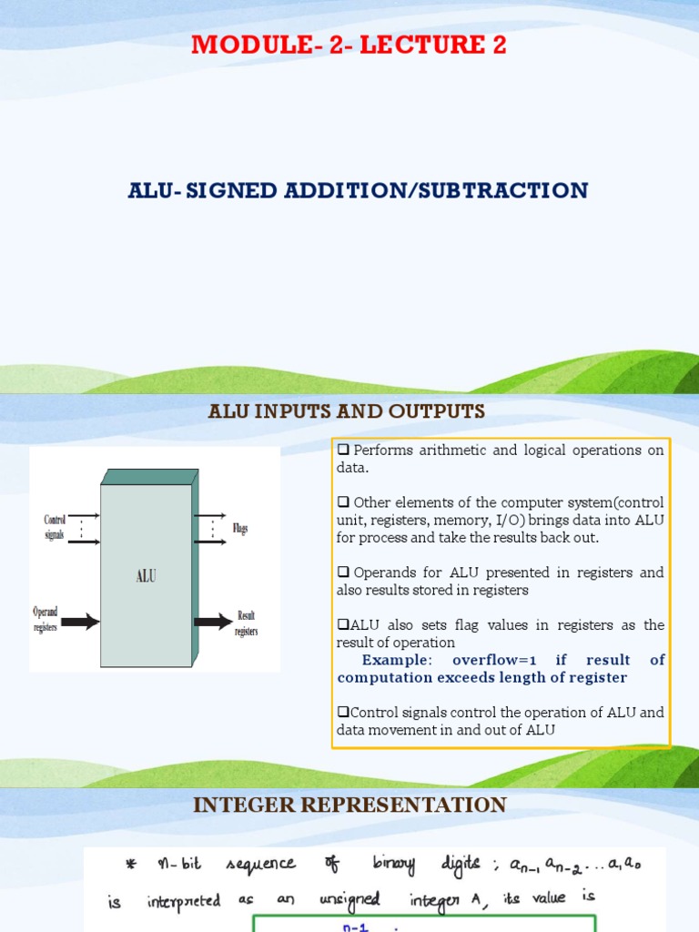 Module-2 - Lecture 2: Alu - Signed Addition/Subtraction | PDF | Central Processing Unit ...