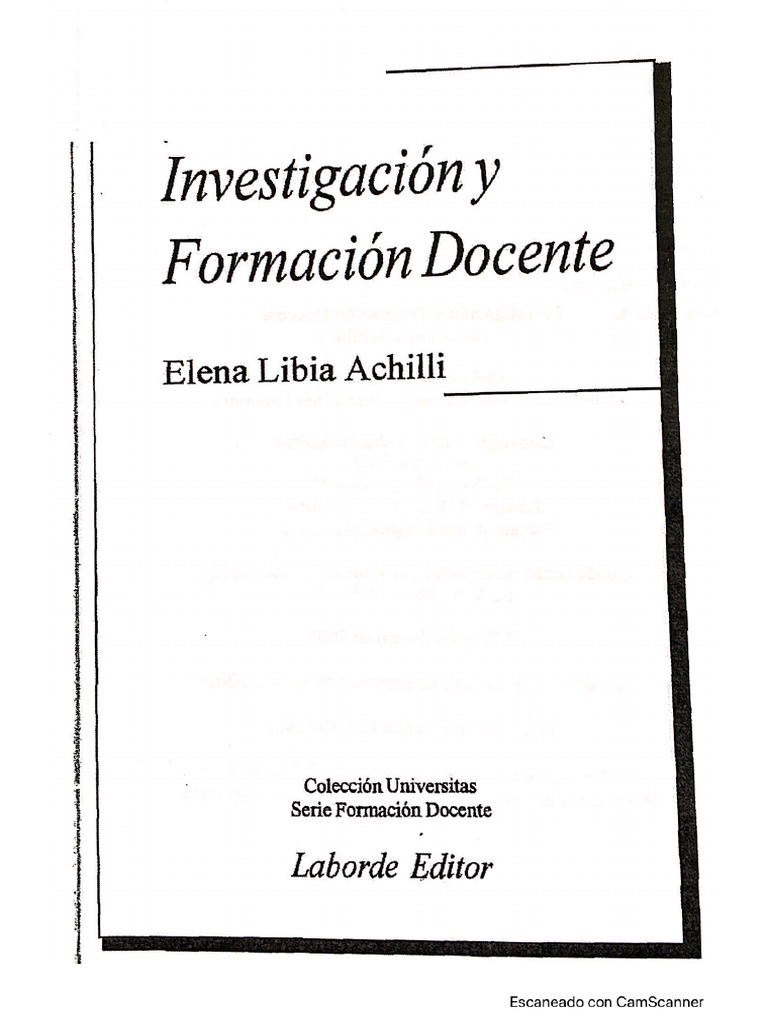 Investigacion y Formacion Docente - Elena Achilli | PDF