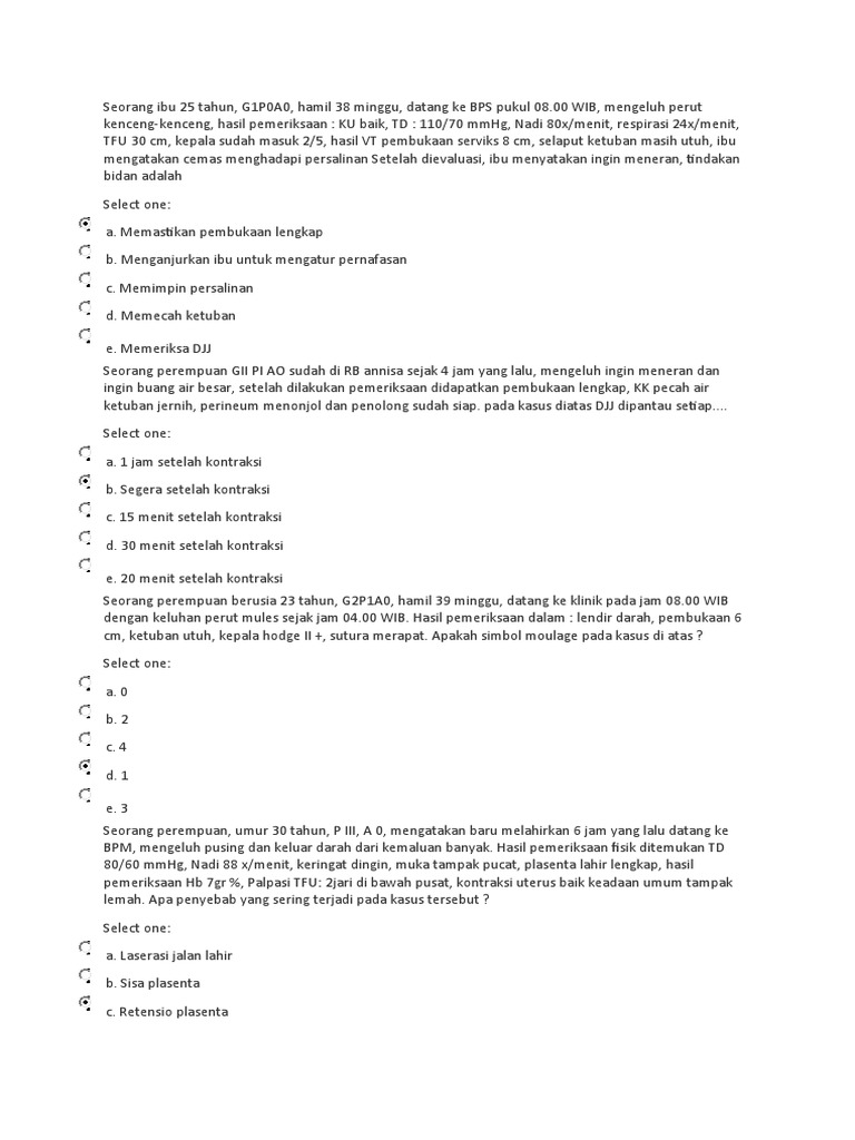 Soal Uas Askeb Persalinan | PDF | Kesehatan Holistik