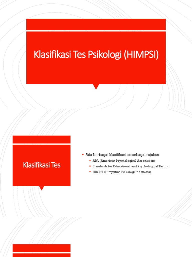 Klasifikasi Tes Psikologi HIMPSI | PDF | American Psychological ...