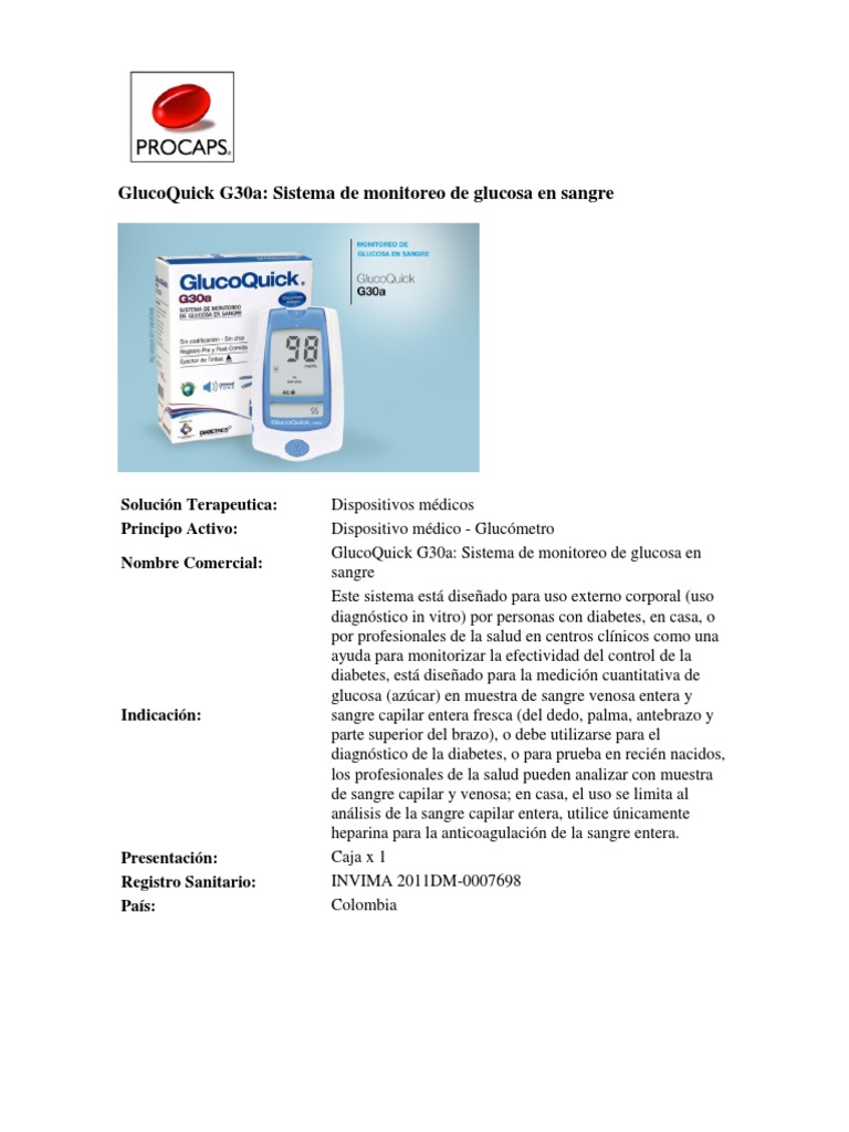 Ficha Tecnica Glucometro-Glucoquick-G-30 | PDF Ficha Tecnica Glucometro-Glucoquick-G-30 | PDF
