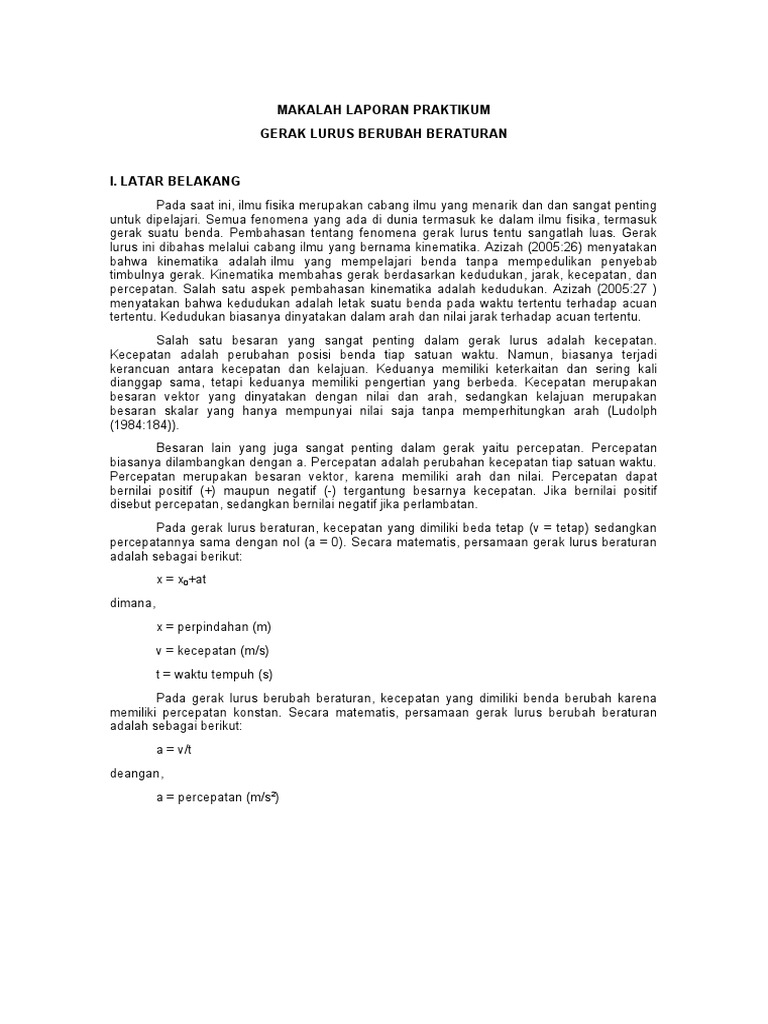 Gerak Lurus Berubah Beraturan | PDF