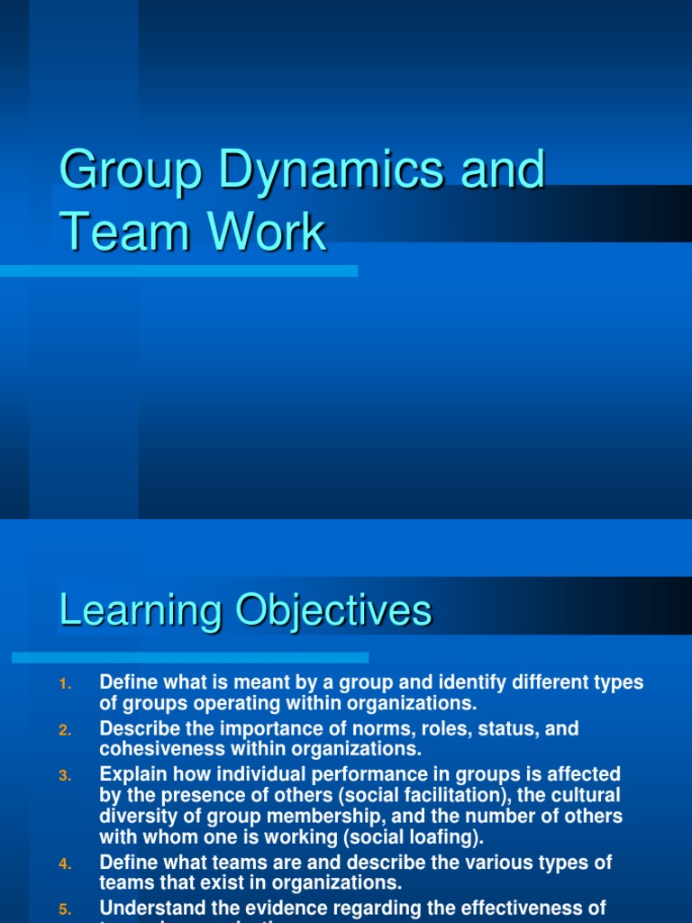 Group Dynamics and Work Teams 1.ppt 2018-19 | PDF | Leadership | Social ...