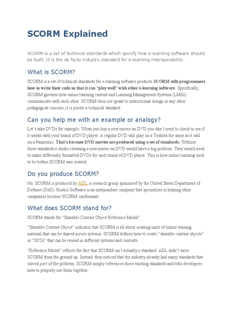 Scorm | PDF | Educational Technology | Computing