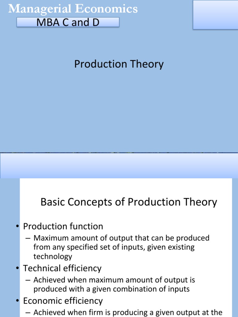 6 Production Theory Pdf Production Function Factors Of Production