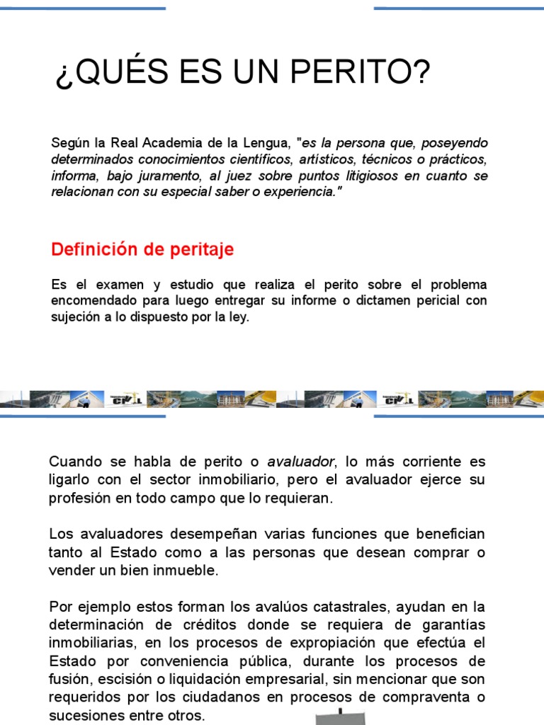 Que Es Un Perito | PDF | Valoración (Finanzas) | Fundación (sin fines ...