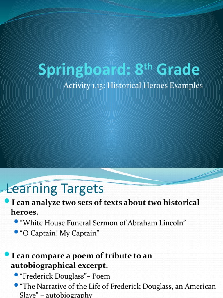 Springboard: 8 Grade: Activity 1.13: Historical Heroes Examples | PDF ...