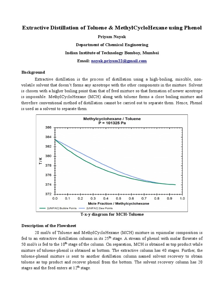 Extractive Distillation Toluene MCH Using Phenol | PDF | Distillation ...