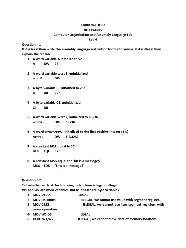 BITF19A005 - COAL Lab 4 | PDF
