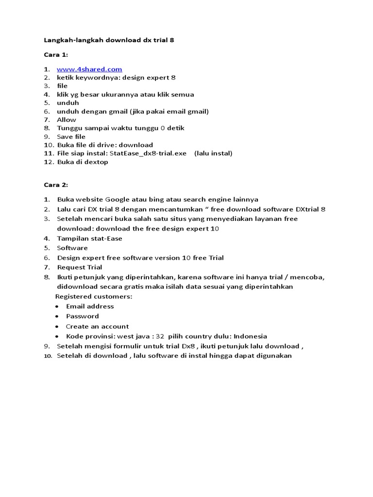 Cara Download Design Expert (DX) Trial | PDF