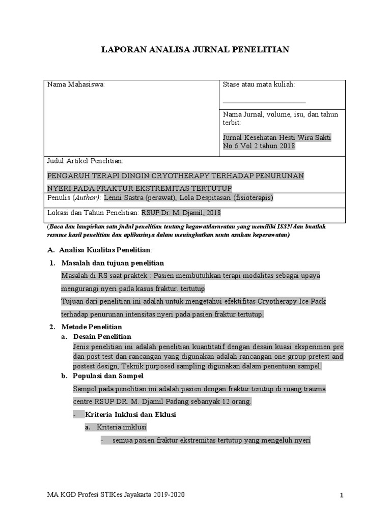 Contoh Analisis Jurnal Reading | PDF