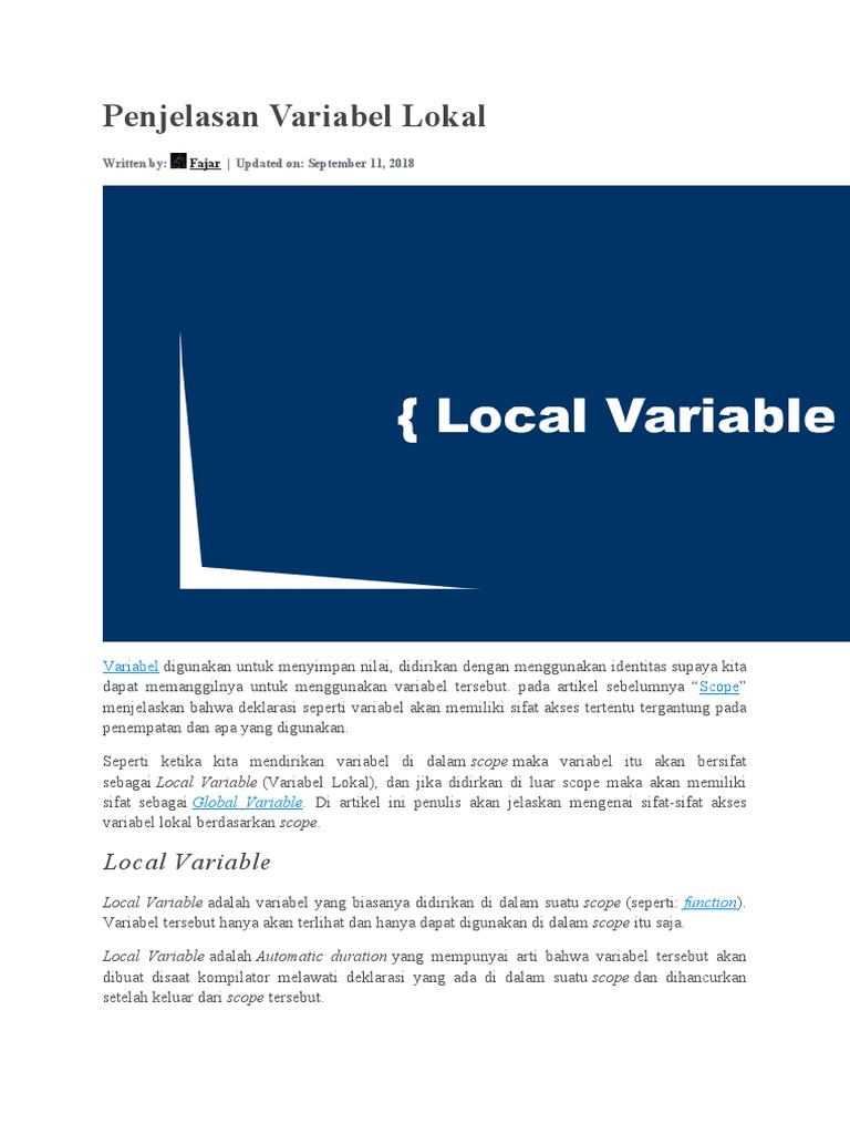 Sifat dan Contoh Variabel Lokal | PDF | Griya & Taman